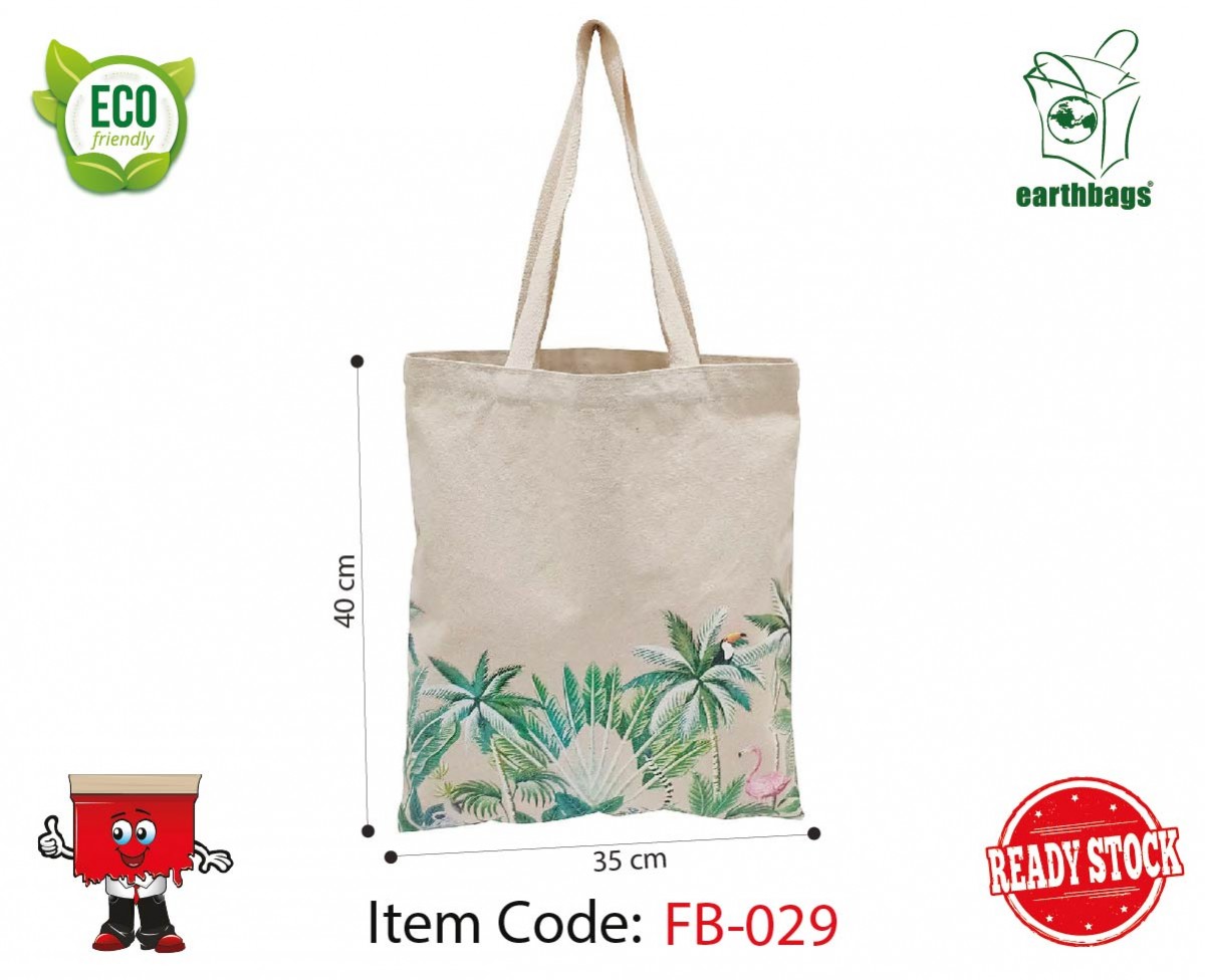Fancy Canvas Tote Bag with Tropical Design