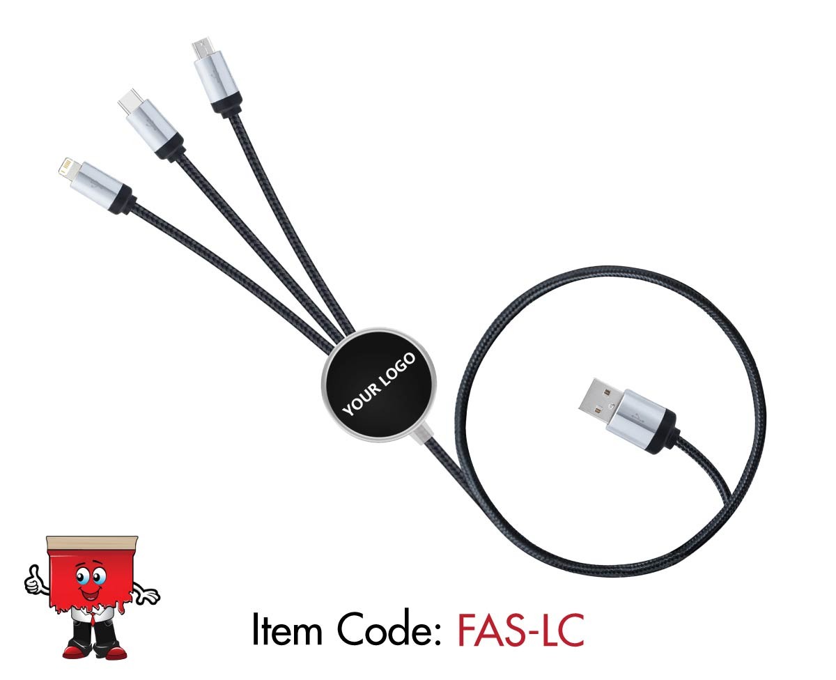 FAS-LC : Long 3-in-1 Light up LED Charging cable