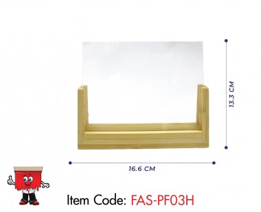 Horizontal Acrylic Photo Frame with bamboo base